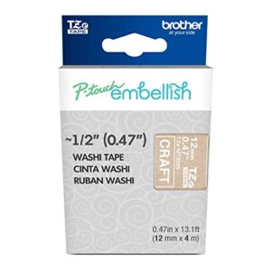 Brother P-touch Embellish White Print on Craft Washi Tape TZeMT3505 - ~½” Wide x 13.1’ Long for use with P-touch Embellish Ribbon & Tape Printer