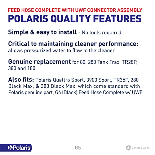 Polaris Genuine Parts G5 Complete Feed Hose with UWF Replacement for pressure-side cleaners 280, 280 Tank Trax, TR28P, 380, 180