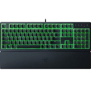 razer ornata v3 x gaming keyboard: low-profile keys – silent membrane switches – spill resistant – chroma rgb lighting – ergonomic wrist rest – classic black (renewed)