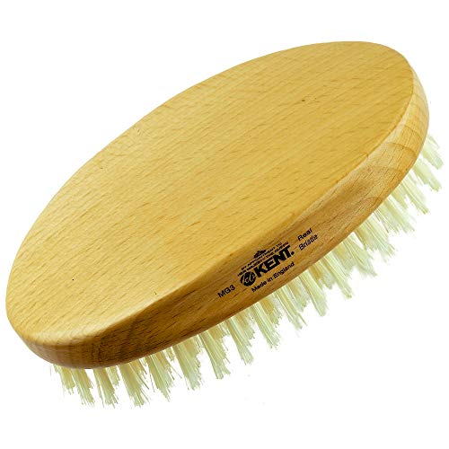 Kent MG3 Finest Men's Hair Brush & Beard Brush for Skin Care - 100% Natural White Boar Bristle Brush for Mens Grooming, Scalp Brush, 360 Wave, and Beard Straightener For Men's Hair Care