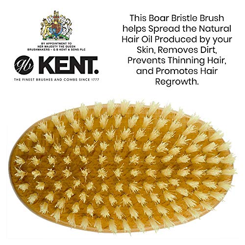 Kent MG3 Finest Men's Hair Brush & Beard Brush for Skin Care - 100% Natural White Boar Bristle Brush for Mens Grooming, Scalp Brush, 360 Wave, and Beard Straightener For Men's Hair Care