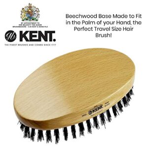 Kent MG2 Finest Men's Oval 100% Natural Beechwood Military Hair Brush with 100% Natural Black Boar Bristle for Mens Grooming, Scalp Brush, 360 Wave, Beard Straightener & Facial Brush for Beard Care