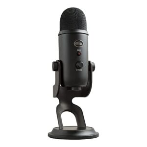 blue yeti usb microphone for pc, mac, gaming, recording, streaming, podcasting, studio and computer condenser mic with blue vo!ce effects, 4 pickup patterns, plug and play – blackout