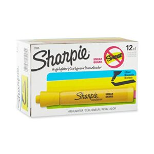 sharpie tank style highlighters, chisel tip, yellow, 12 count