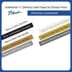 Brother Genuine P-Touch TZE-354 Tape, 1" (24 mm) Standard Laminated P-Touch Tape, Gold on Black, Laminated for Indoor or Outdoor Use, Water-Resistant, 26.2 ft (8 m), Single-Pack