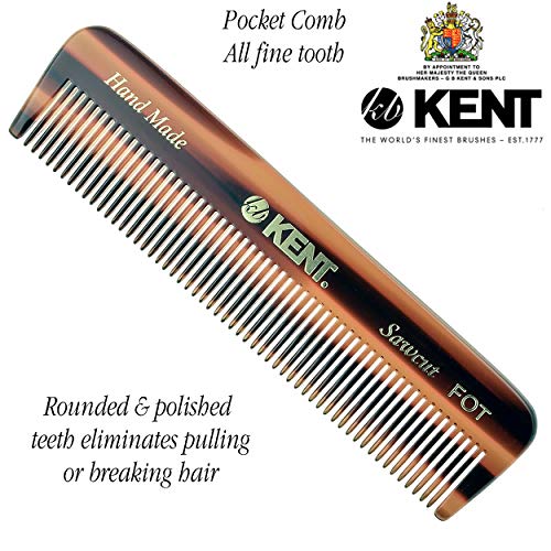 Kent Handmade Set of Combs - 81T Beard and Mustache Comb and FOT Pocket Comb -Hand Polished Soft Rounded Teeth - Best Beard Care Kit, Travel, and Home, Daily Grooming