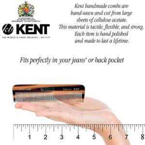 Kent Handmade Set of Combs - 81T Beard and Mustache Comb and FOT Pocket Comb -Hand Polished Soft Rounded Teeth - Best Beard Care Kit, Travel, and Home, Daily Grooming