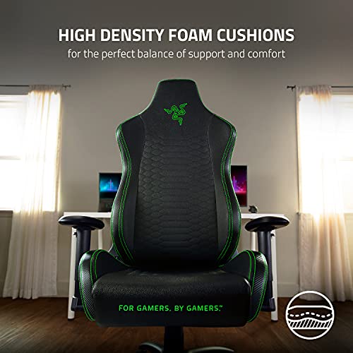 Razer Iskur X Ergonomic Gaming Chair: Ergonomically Designed for Hardcore Gaming - Multi-Layered Synthetic Leather - High-Density Foam Cushions - 2D Armrests - Steel-Reinforced Body - Black/Green