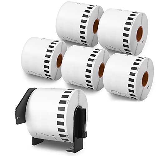 Label KINGDOM Label Replace for Brother Ql-820nwb DK-2205 Continuous Length 62mm x 30.48m (2-3/7" x 100') Paper Label Roll for QL 800 QL-1110NWB Label Printers (6 Rolls+ 1 Refillable Cartridge)