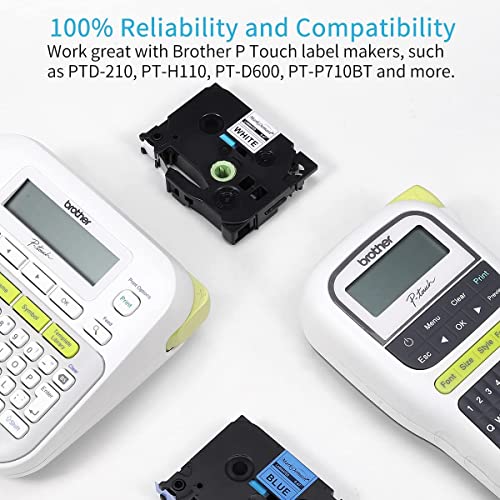 6 Pack MarkDomain Compatible Brother P Touch Label Maker Tape, 12mm 0.47 Inch TZ TZe 131 231 431 531 631 731 P Touch Laminated Multi Color, Work with P Touch PT-H110PT-D210 D400 1290 Label Makers