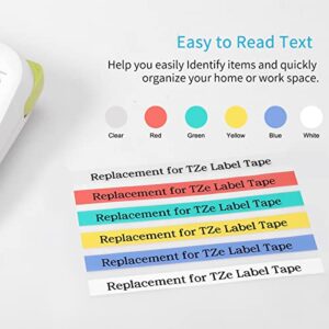 6 Pack MarkDomain Compatible Brother P Touch Label Maker Tape, 12mm 0.47 Inch TZ TZe 131 231 431 531 631 731 P Touch Laminated Multi Color, Work with P Touch PT-H110PT-D210 D400 1290 Label Makers