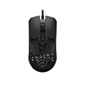 asus tuf gaming m4 air lightweight gaming mouse | 16,000 dpi sensor, programmable buttons, 47g ultralight air shell, ipx6 water resistance, tuf gaming paracord and low friction ptfe feet, black