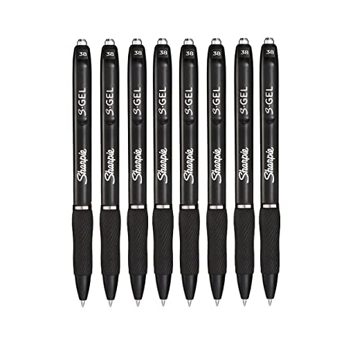 SHARPIE S-Gel, Comfort Grip Gel Pens, 0.38mm Ultra Fine Point, Black Ink, 8 Count