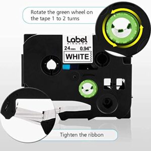 TZe-251 24mm Label Tape Label KINGDOM Compatible 1 Inch Label Tape Replacement for Brother P Touch 24mm 0.94 White Laminated TZe251 TZe TZ Tape for Brother PTD600 PTP710BT PTP750W, 4-Pack