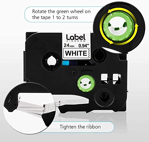 TZe-251 24mm Label Tape Label KINGDOM Compatible 1 Inch Label Tape Replacement for Brother P Touch 24mm 0.94 White Laminated TZe251 TZe TZ Tape for Brother PTD600 PTP710BT PTP750W, 4-Pack