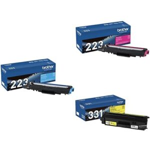 brother genuine cyan, magenta and yellow toner cartridge set, tn223c, tn223m, tn223y