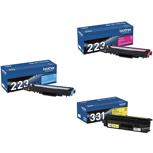 Brother Genuine Cyan, Magenta and Yellow Toner Cartridge Set, TN223C, TN223M, TN223Y