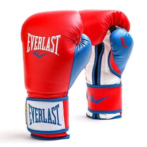 everlast men’s powerlock hook/loop gloves, 14 oz, red/blue