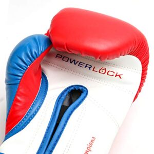 Everlast Men’s Powerlock Hook/Loop Gloves, 14 oz, Red/Blue