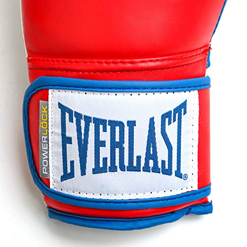 Everlast Men’s Powerlock Hook/Loop Gloves, 14 oz, Red/Blue