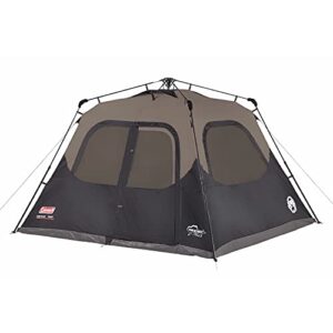 coleman camping tent | 6 person cabin tent with instant setup , brown/black