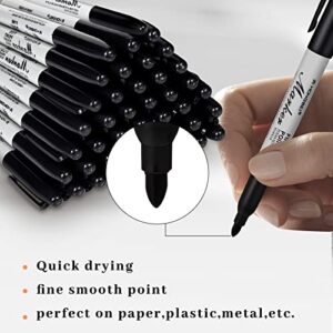 Permanent Markers Bulk Black Permanent Marker Set Fine Point Marker Pens Work on Wood, Metal, Stone, Glass(300 Pack)