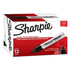 sharpie king size permanent marker, chisel tip, black ink, dozen (san15001)