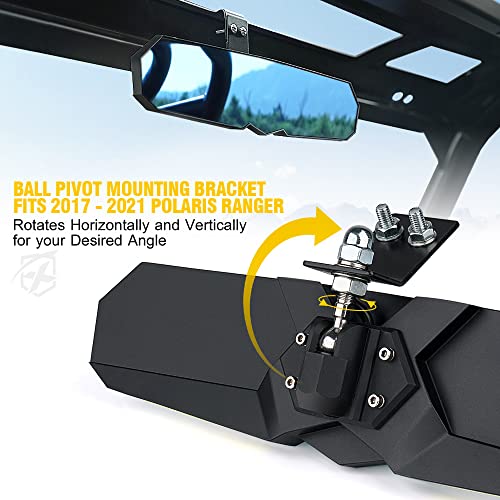 Xprite 13" UTV Ranger Rearview Center Mirror, COB LED Interior Lights & Rocker Switch, Aluminum Rear View Mirrors Compatible with 2017 2018 2019 2020 2021 Polaris Ranger 500 570 900 XP 1000 XP/Crew