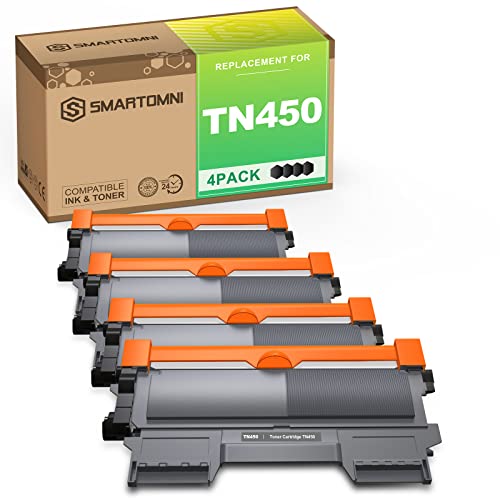 S SMARTOMNI TN450 TN420 Compatible Toner Cartridge for Brother TN-450 TN-420 use for HL-2130 HL-2135W HL-2250 MFC-7240 MFC-7365DN DCP-7060 DCP-7057 DCP-7070DW IntelliFax 2840 2940(Black, 4 Pack)