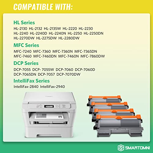 S SMARTOMNI TN450 TN420 Compatible Toner Cartridge for Brother TN-450 TN-420 use for HL-2130 HL-2135W HL-2250 MFC-7240 MFC-7365DN DCP-7060 DCP-7057 DCP-7070DW IntelliFax 2840 2940(Black, 4 Pack)