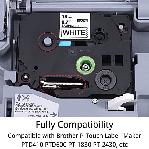 TZ Tape 18mm 0.7 Laminated White Replacement for Brother TZe-241 TZe241 P-Touch Label Tape Work with Brother Label Maker PTD600 PT-D610BT PT-D410 PTD400 PT-1830 PT-2430, 3/4 Inch x 26.2 Feet, 4-Pack