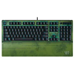 razer blackwidow v3 mechanical gaming keyboard: green mechanical switches – tactile & clicky – chroma rgb lighting – compact form factor – programmable macros – halo infinite (renewed)