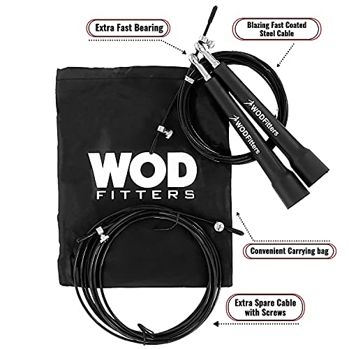 WODFitters Ultra Speed Cable Jump Rope - Adjustable Speed Rope for Double Unders