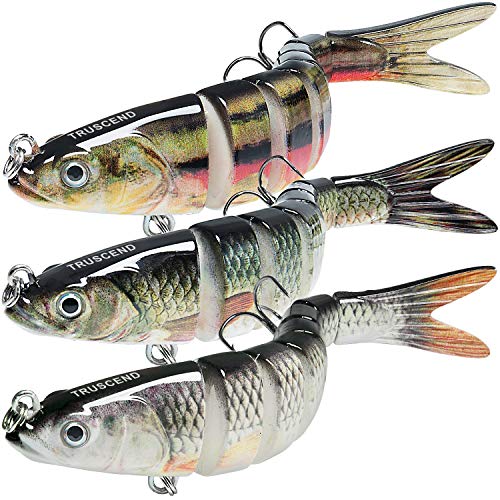 TRUSCEND Fishing Lures for Bass Trout Multi Jointed Swimbaits Slow Sinking Bionic Swimming Lures Bass Freshwater Saltwater Bass Lifelike Fishing Lures Kit