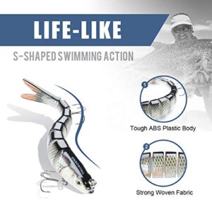 TRUSCEND Fishing Lures for Bass Trout Multi Jointed Swimbaits Slow Sinking Bionic Swimming Lures Bass Freshwater Saltwater Bass Lifelike Fishing Lures Kit