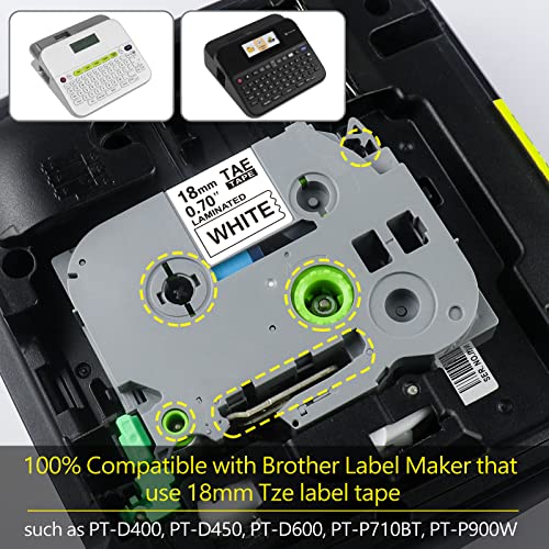 18mm Ptouch Tape Tze-241 344 941 Replacement for Brother Label Maker Tape 18mm 0.7 Laminated White/Black/Silver, TZe 18mm Compatible with Brother Ptouch PT-D400 PT-D410 PT-D460BT PT-D600 PT-P710BT