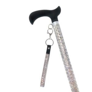 jacqueline kent royal ice sugar cane – white rhinestone silver tone with black handle