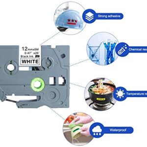 TZe-221 Laminated Label Tape Compatible for BRO TZe221 TZe 221 Black on White 2 Pack 0.35" x 26.2 Feet(9mm x 8m) for P-Touch PT-D200 PT-D210 PT-7600 PT-E300 PT-D400 Label Makers