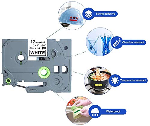 TZe-221 Laminated Label Tape Compatible for BRO TZe221 TZe 221 Black on White 2 Pack 0.35" x 26.2 Feet(9mm x 8m) for P-Touch PT-D200 PT-D210 PT-7600 PT-E300 PT-D400 Label Makers