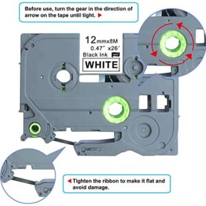 TZe-221 Laminated Label Tape Compatible for BRO TZe221 TZe 221 Black on White 2 Pack 0.35" x 26.2 Feet(9mm x 8m) for P-Touch PT-D200 PT-D210 PT-7600 PT-E300 PT-D400 Label Makers