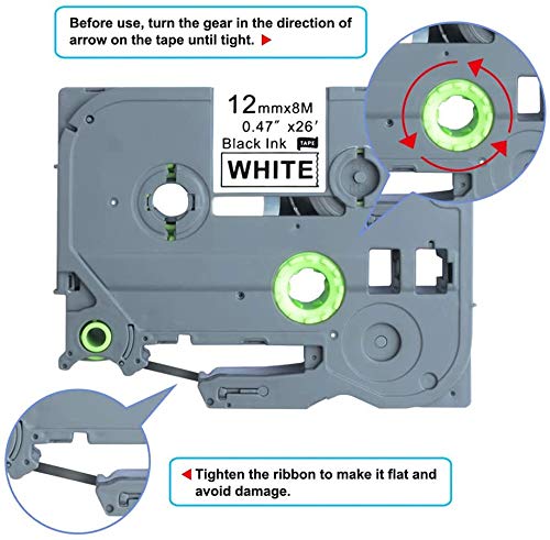 TZe-221 Laminated Label Tape Compatible for BRO TZe221 TZe 221 Black on White 2 Pack 0.35" x 26.2 Feet(9mm x 8m) for P-Touch PT-D200 PT-D210 PT-7600 PT-E300 PT-D400 Label Makers