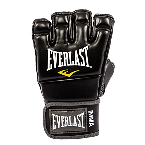 Everlast Leather Heavy 70 Pound Punching Bag with Chain and Swivel Assembly, 5 Ounce MMA Kickboxing Gloves and 180-Inch Boxing Hand Wrap, Black