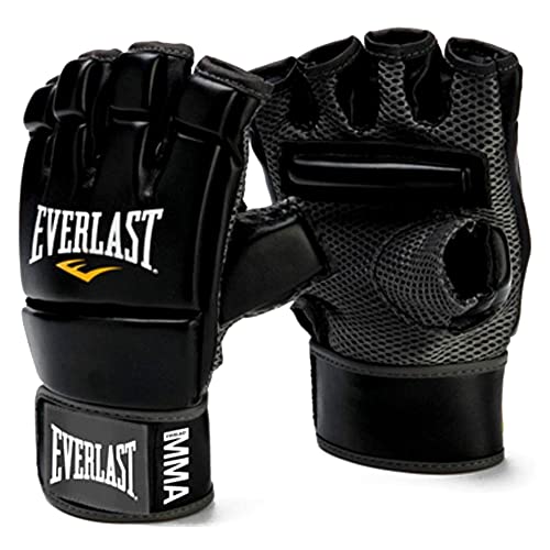 Everlast Leather Heavy 70 Pound Punching Bag with Chain and Swivel Assembly, 5 Ounce MMA Kickboxing Gloves and 180-Inch Boxing Hand Wrap, Black