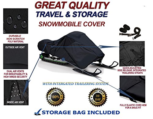 300D Snowmobile Travel and Storage Cover Compatible for 2020-2021 Polaris 550 Indy LXT 144 Northstar Edition Sleds. Slush and Mud Protection