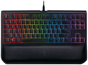 razer blackwidow te chroma v2 tkl tenkeyless mechanical gaming keyboard: yellow key switches, linear & silent, chroma rgb lighting, magnetic wrist rest, programmable macros, classic black