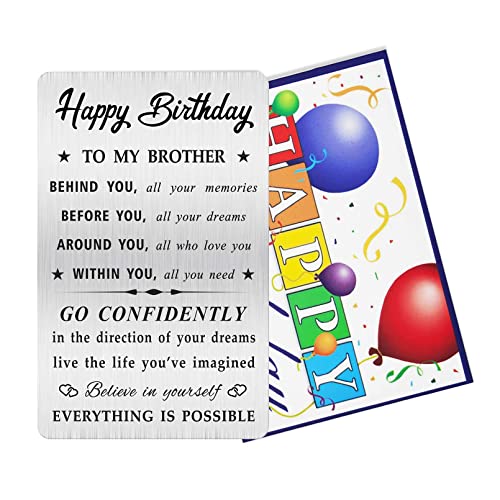 MOQIYXL Brother Birthday Card, Happy Birthday Brother Gifts Ideas , Small Engraved Wallet Card