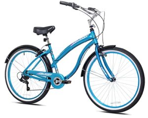 kent international women’s 26 inch oakwood beach cruiser, teal/white, adult