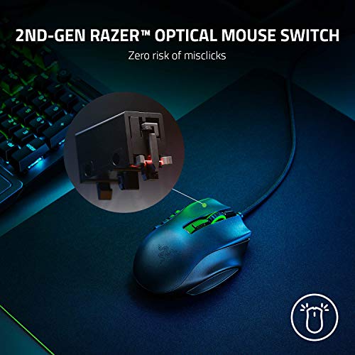 Razer Naga X - Ergonomic MMO Gaming Mouse with 16 Programmable Buttons (Optical Mouse Switches, 5G Optical Sensor, Chroma RGB, Speedflex Cable) Black