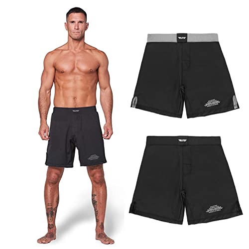 Elite Sports NEW ITEM Black Jack Series Fight Shorts,Gray,Medium