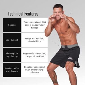 Elite Sports NEW ITEM Black Jack Series Fight Shorts,Gray,Medium